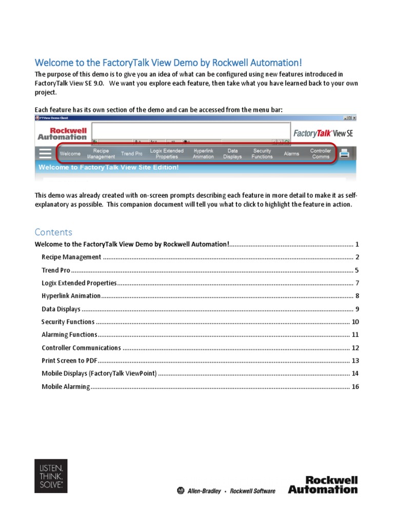Welcome To The FactoryTalk View Demo v9.0 | PDF | Hyperlink | World ...