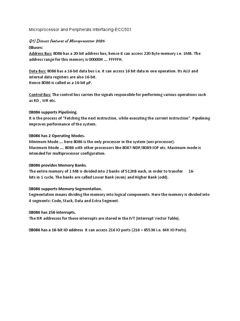 8086 Microprocessor Features | PDF | Central Processing Unit | Assembly ...