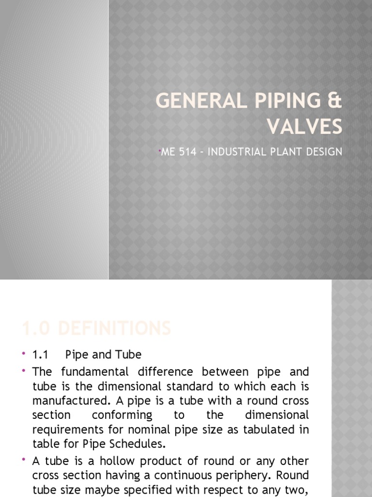 General Piping Definitions and Standards | PDF | Pipe (Fluid Conveyance ...