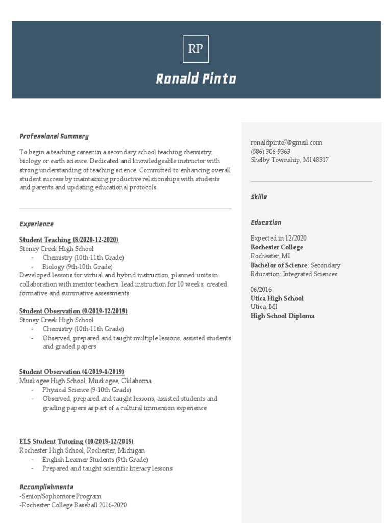 Teacher Resume | PDF | Teachers | Behavior Modification