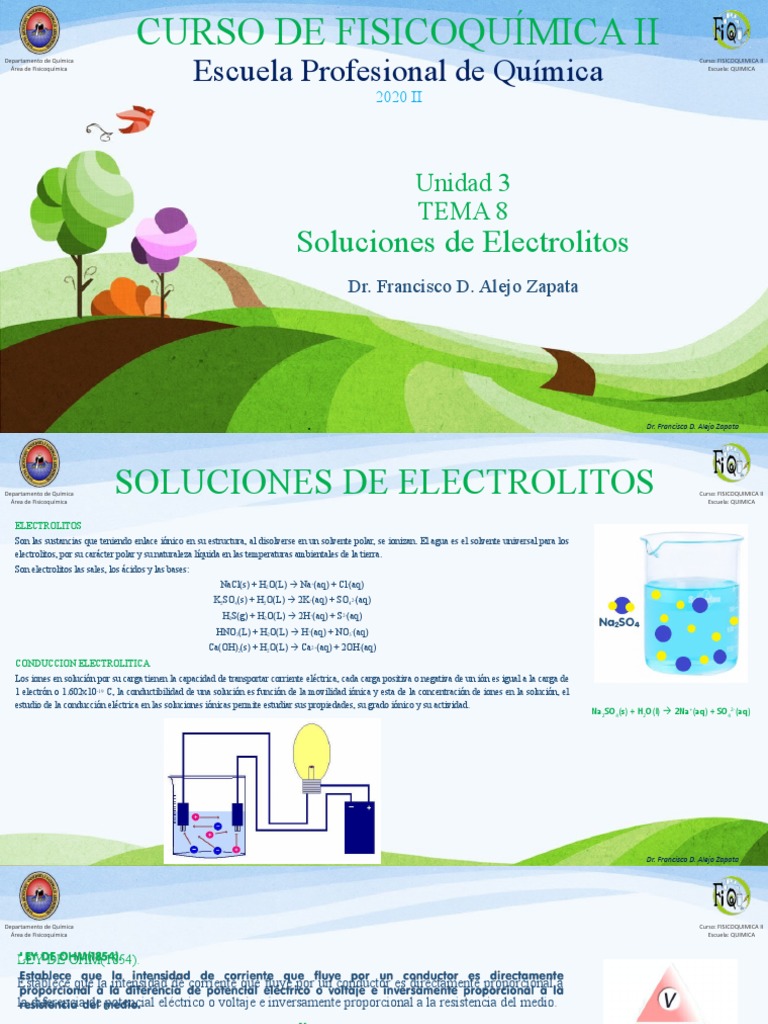 Unidad 3 Tema 8 Soluciones de Electrolitos | PDF | Resistividad Eléctrica y Conductividad ...