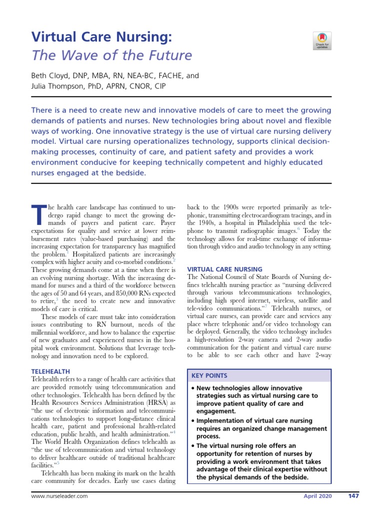 The Wave of The Future: Virtual Care Nursing | PDF | Nursing | Patient