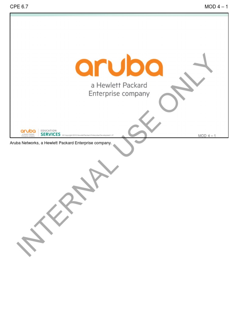 USE Only: Aruba Networks, A Hewlett Packard Enterprise Company | PDF ...