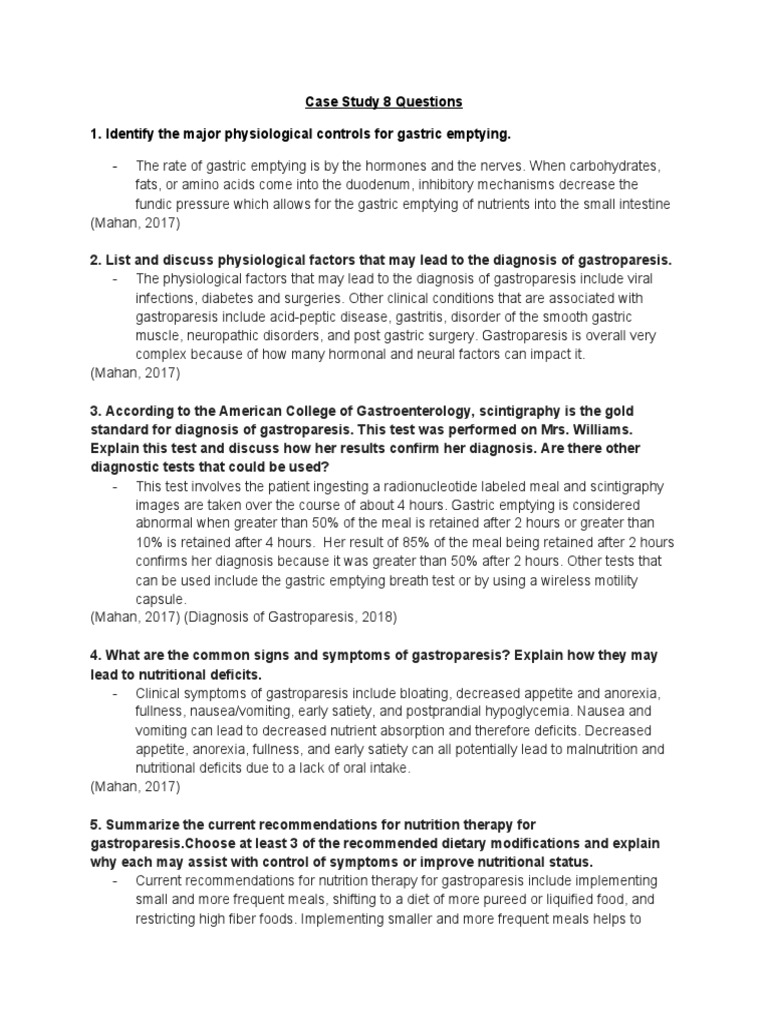 Case Study Questions Jax Dunham | PDF | Pancreas | Weight Loss