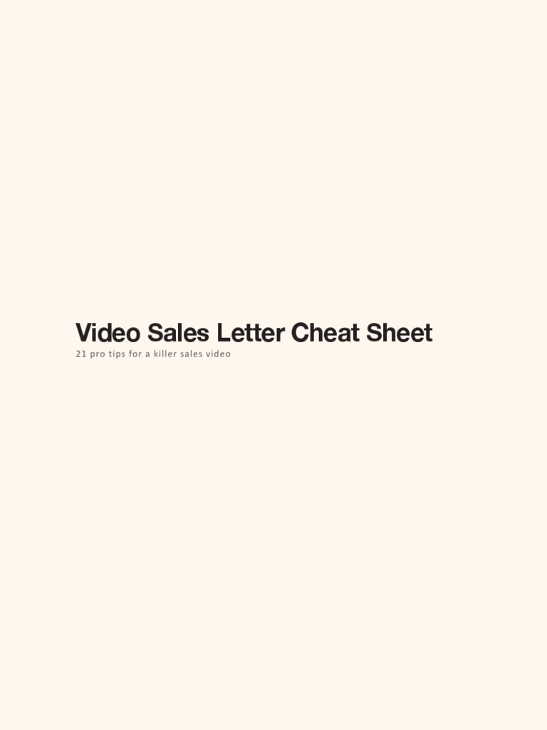 Video Sales Letter Cheat Sheet | PDF | Sales | Voice Over