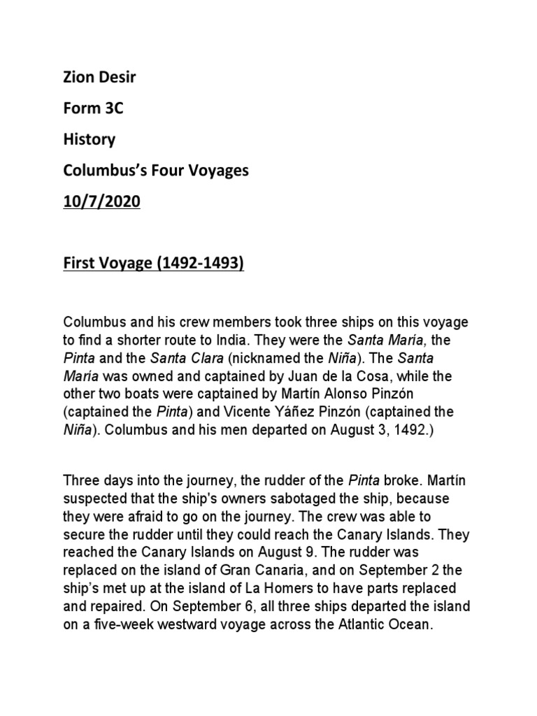 Columbus Four Voyages | PDF | Voyages Of Christopher Columbus ...