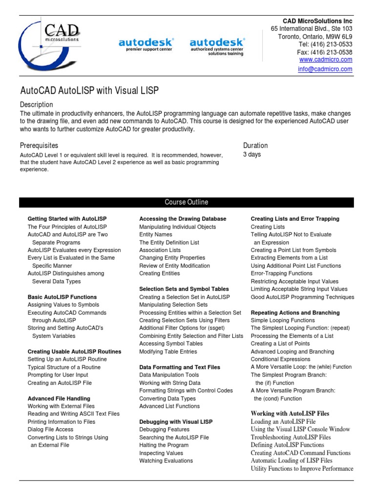 AutoCAD AutoLISP With Visual LISP | PDF | Computer Data | Computer Programming