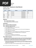 1.6.1-Packet-Tracer - Implement-A-Small-Network | PDF | Router (Computing) | Network Topology
