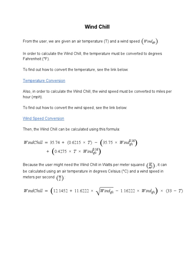 Wind Chill: Temperature Conversion | PDF