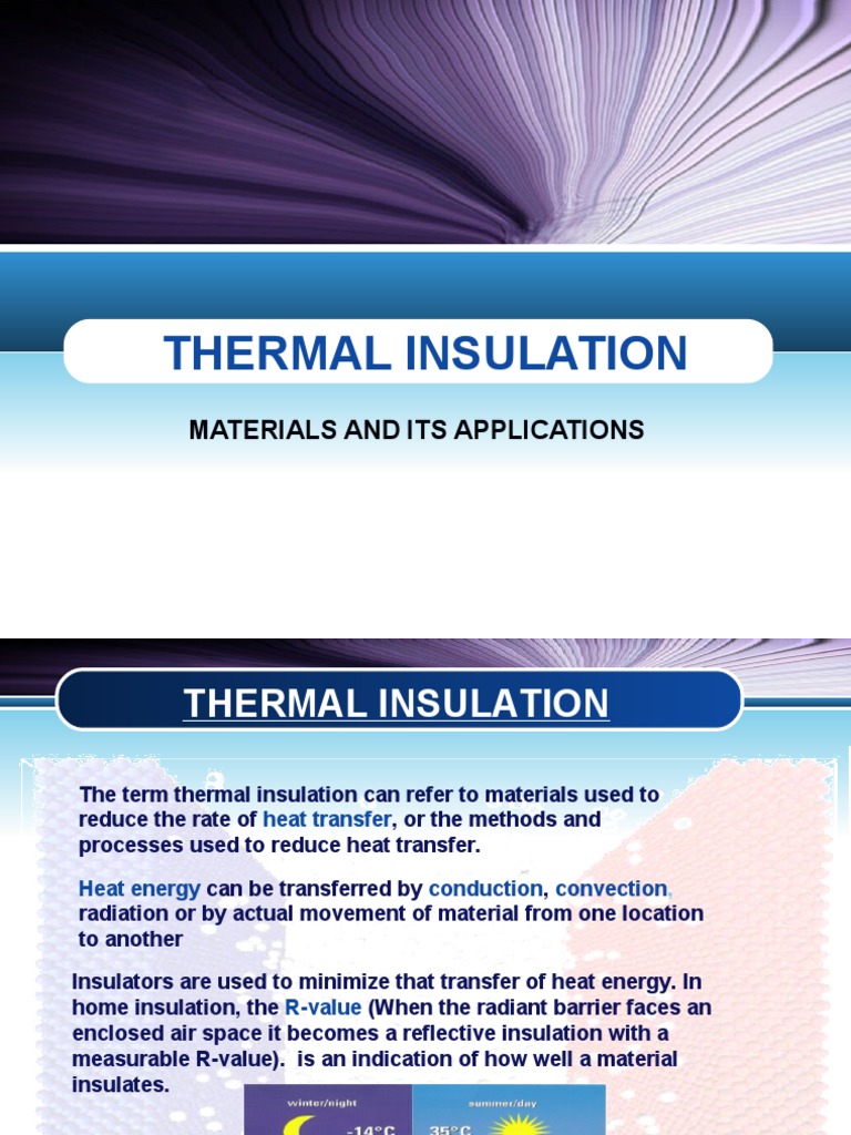 Thermal Insulation: Materials and Its Applications | PDF