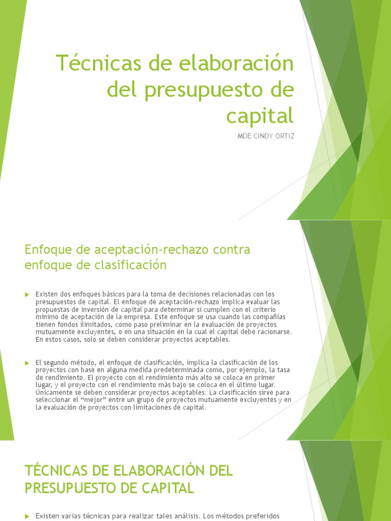 Técnicas de Elaboración Del Presupuesto de Capital CAP 10 | PDF | Tasa interna de retorno ...