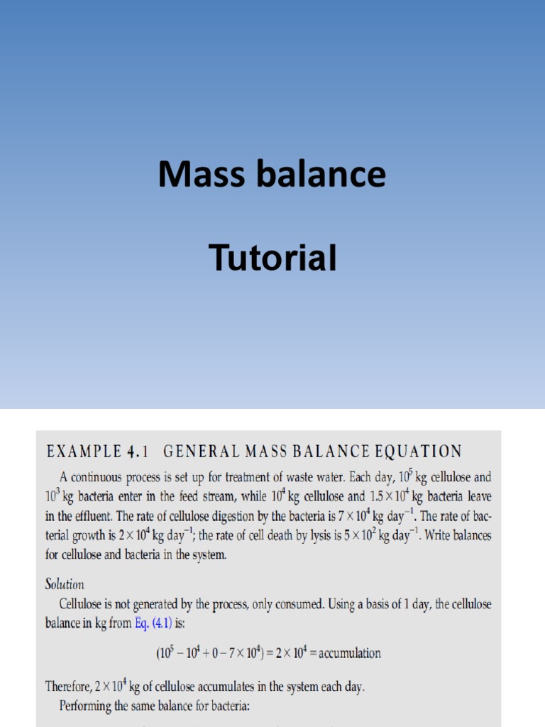 Mass Balance-Exercise | PDF
