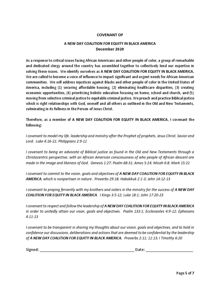 Covenant for Equity in Black America | PDF | Covenant (Biblical) | New ...