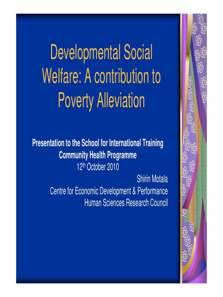 Developmental Social Welfare: A Contribution To Poverty Alleviation ...