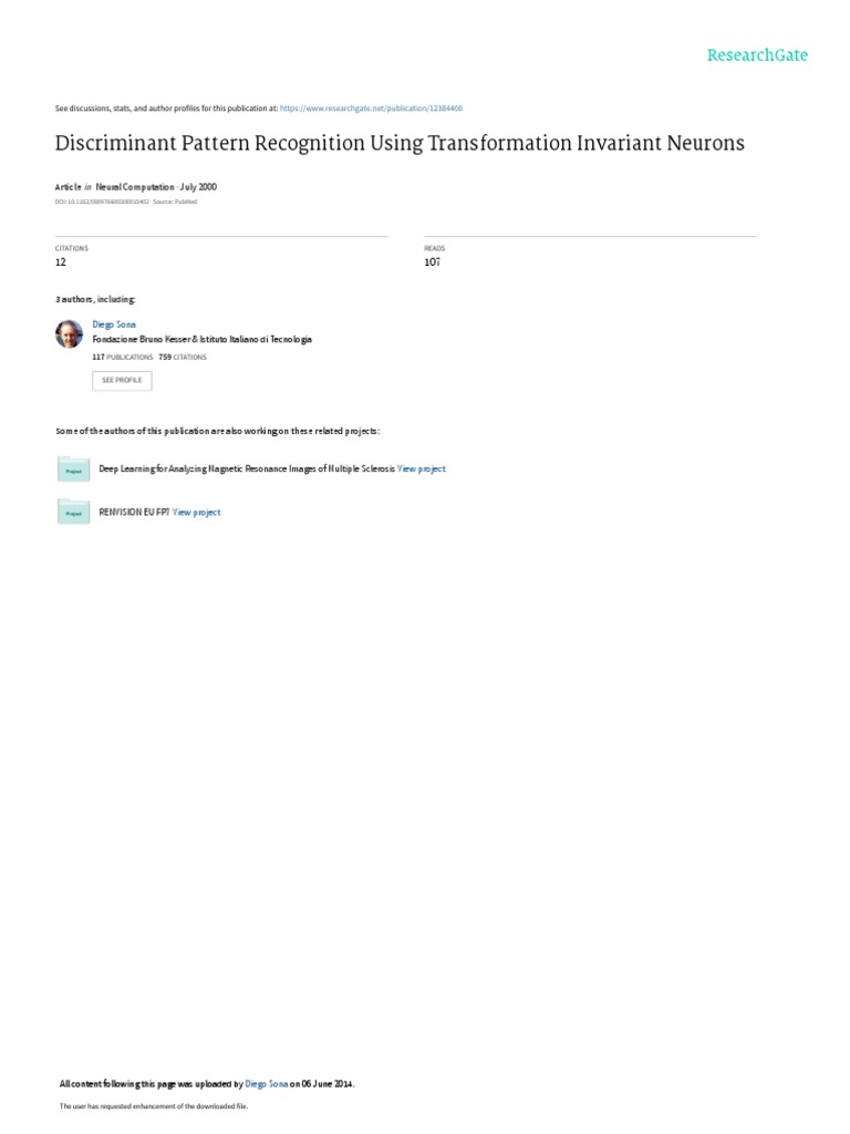 Discriminant Pattern Recognition Models | PDF | Statistical ...