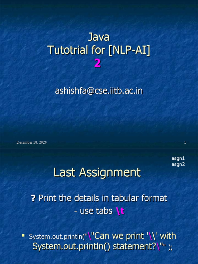 Java Tutotrial For (NLP-AI) | PDF | Integer (Computer Science ...