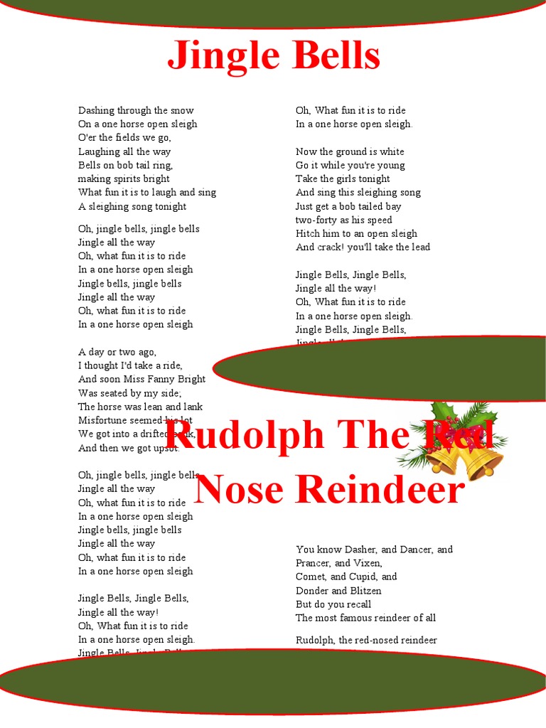 Jingle Bells & Rudolph Lyrics | PDF | Santa Claus's Reindeer | Santa Claus