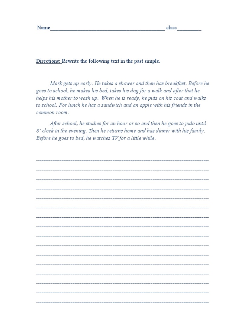Rewrite Text in Past Simple Tense | PDF | Leisure