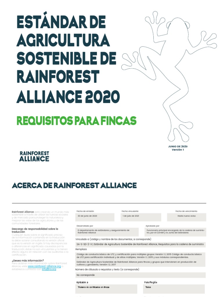 2020 Sustainable Agriculture Standard - Farm Requirements - Rainforest ...