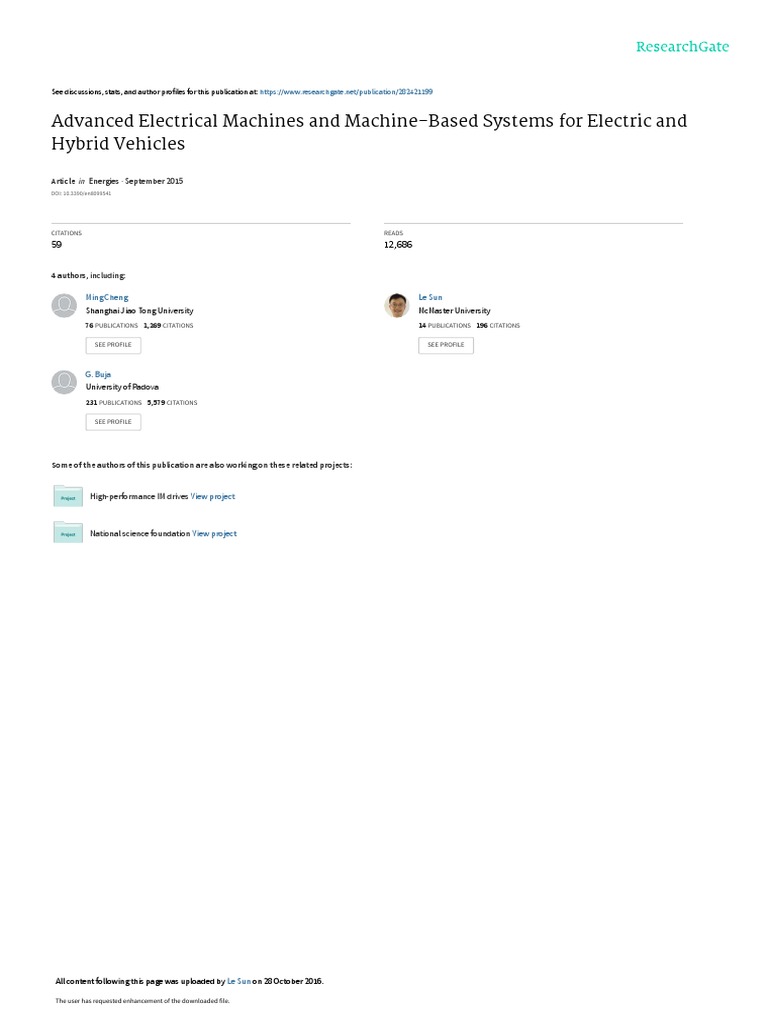 Advanced Electrical Machines and Machine-Based Systems For Electric and ...