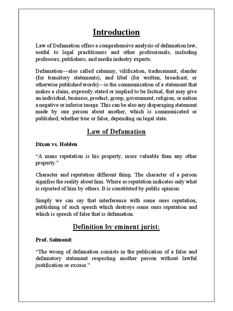 A Comprehensive Analysis of Defamation Law: Essential Elements ...