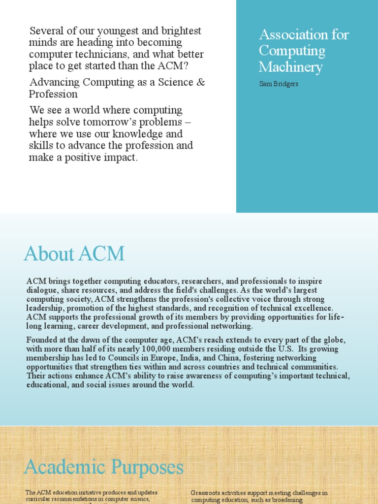 Association For Computing Machinery: Sam Bridgers | PDF | Association ...