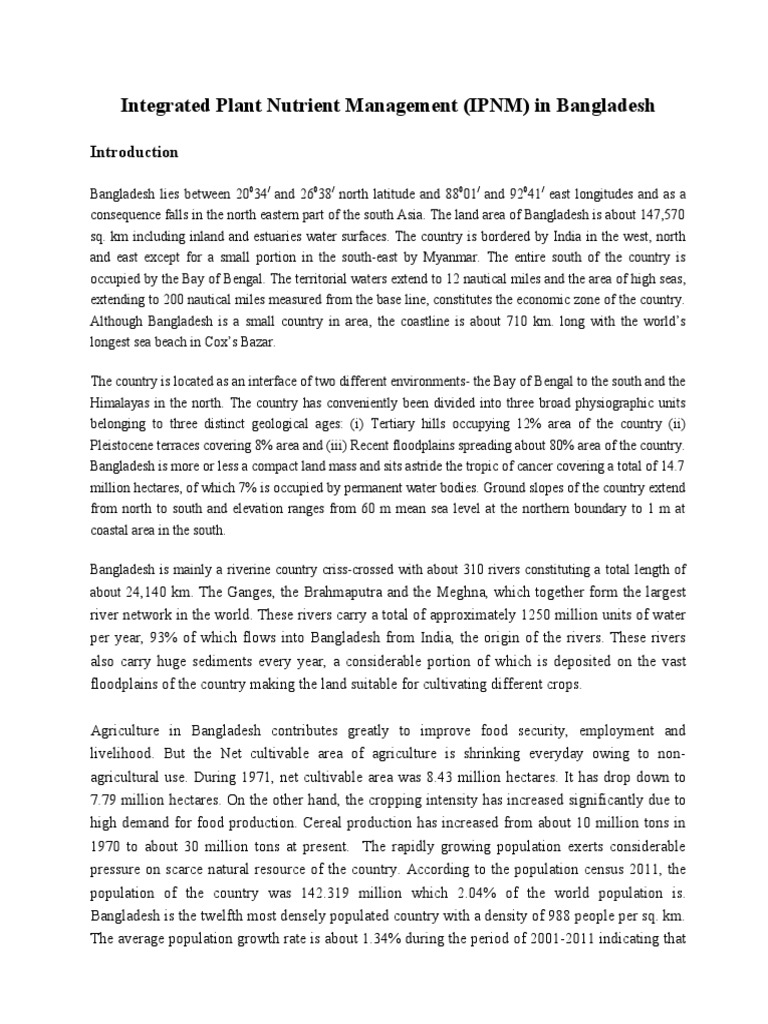 Integrated Plant Nutrient Management (IPNM) in Bangladesh | PDF ...