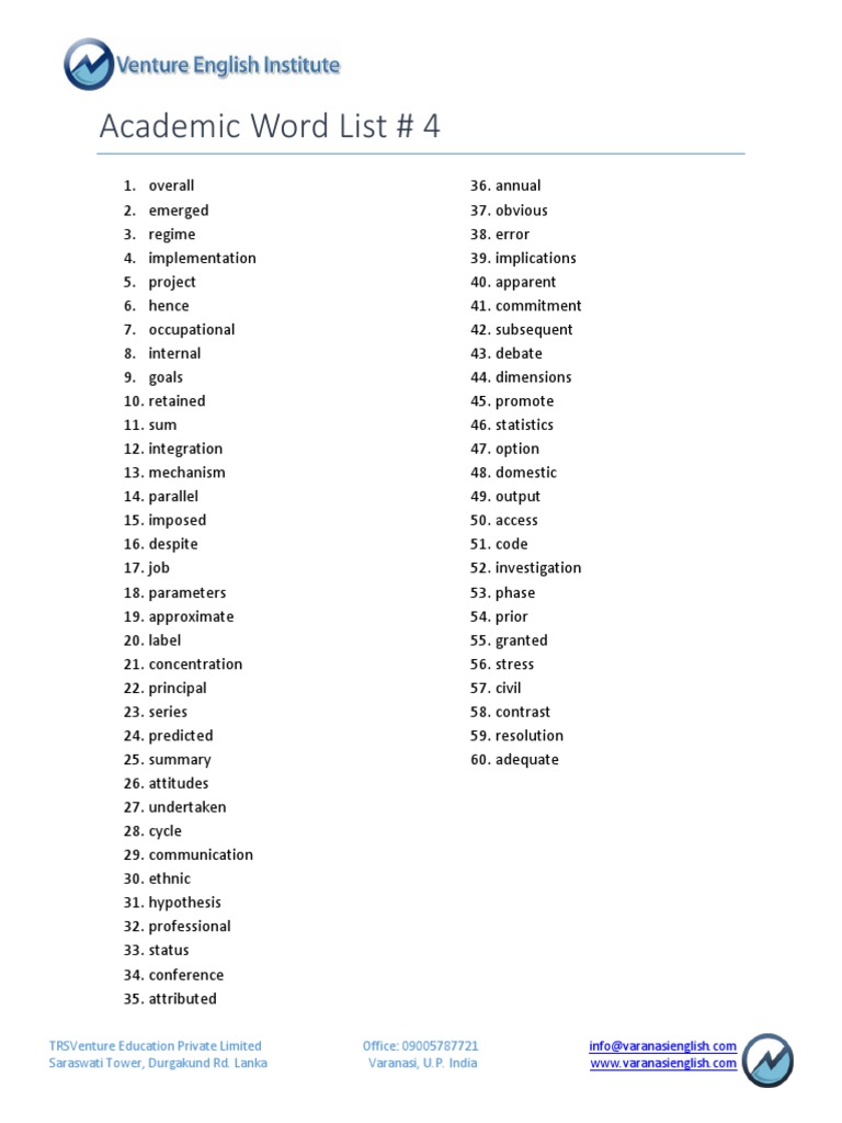 Academic Word List 4 PDF | PDF