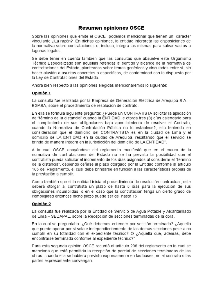 Resumen Opiniones OSCE - Villogas | PDF | Regulación | Estado (política)