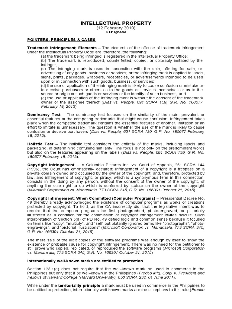 Intellectual Property: (12 February 2019) | PDF | Fair Use | Copyright