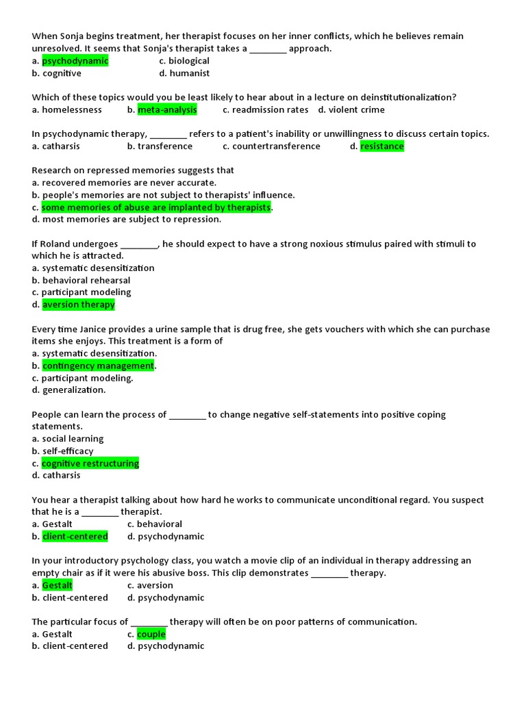 Psychology Final Exam Paper | PDF | Psychotherapy | Mental Disorder