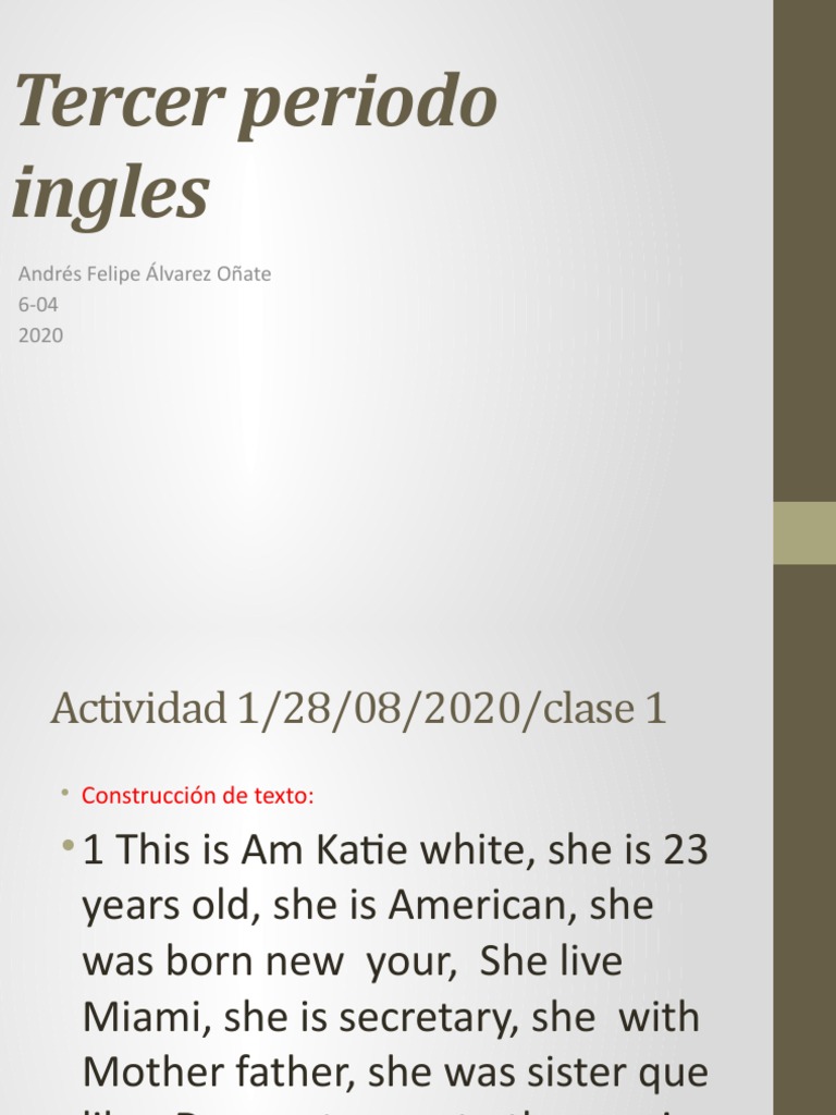 Tercer Periodo Ingles | PDF
