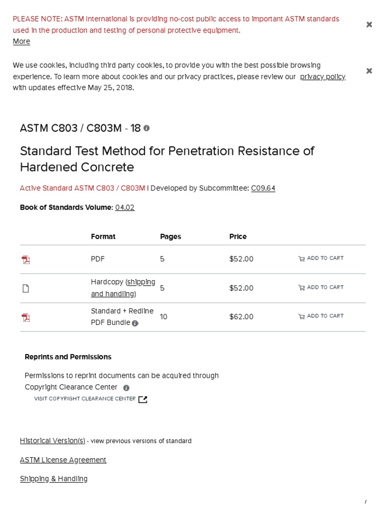 ASTM C803 - C803M - 18 Standard Test Method For Penetration Resistance ...