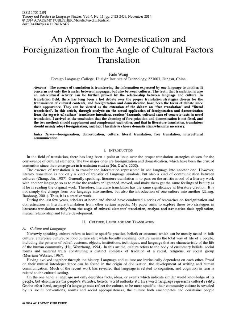 An Approach To Domestication and Foreignization | PDF | Translations ...