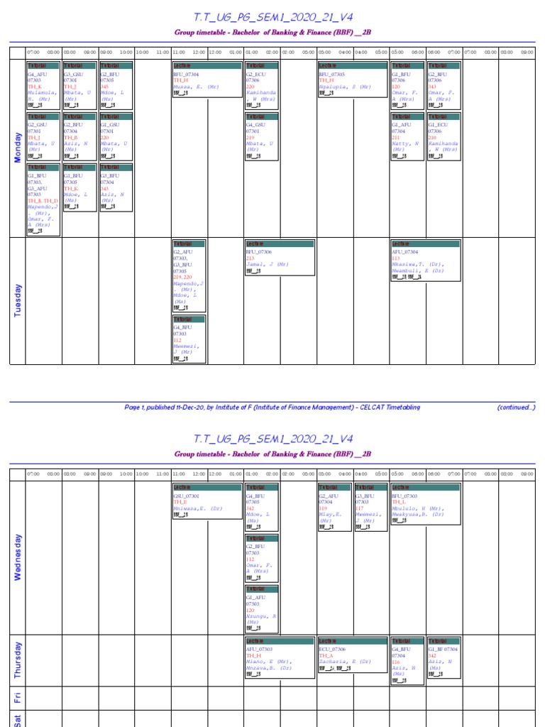 T.T - UG - PG - SEM1 - 2020 - 21 - V4: Group Timetable - Bachelor of ...