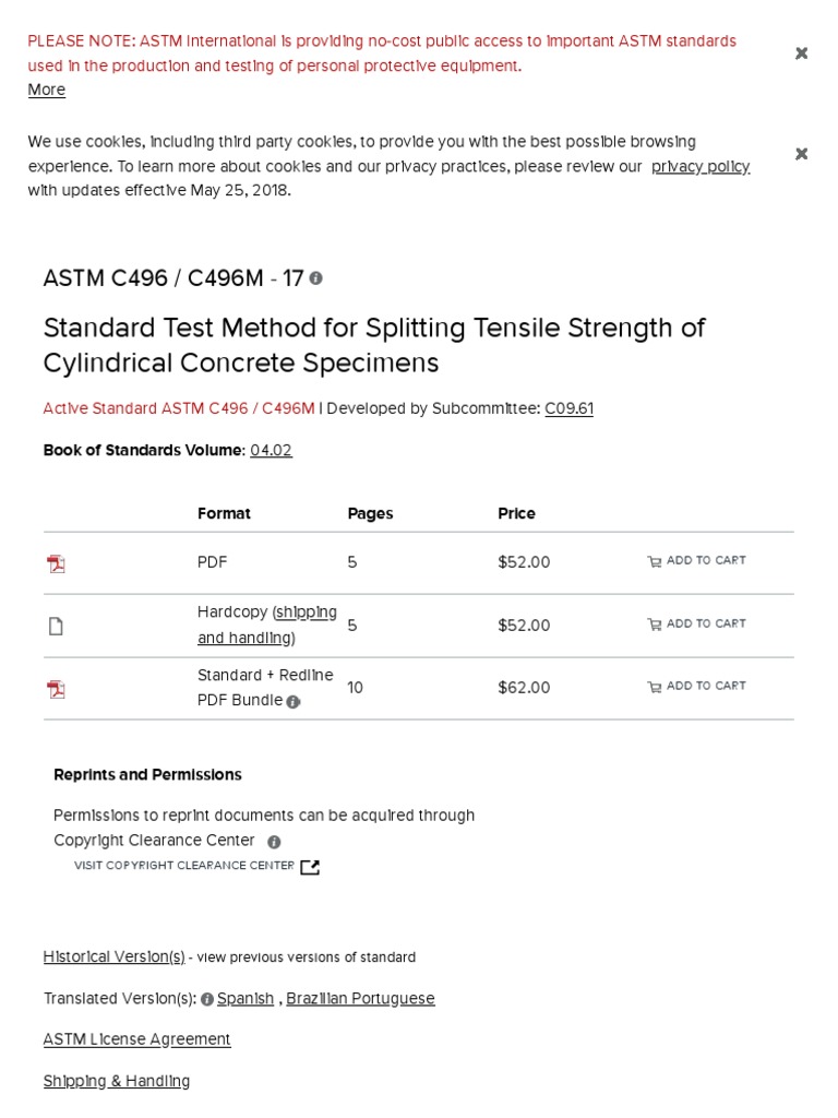 ASTM C496 - C496M - 17 Standard Test Method For Splitting Tensile ...