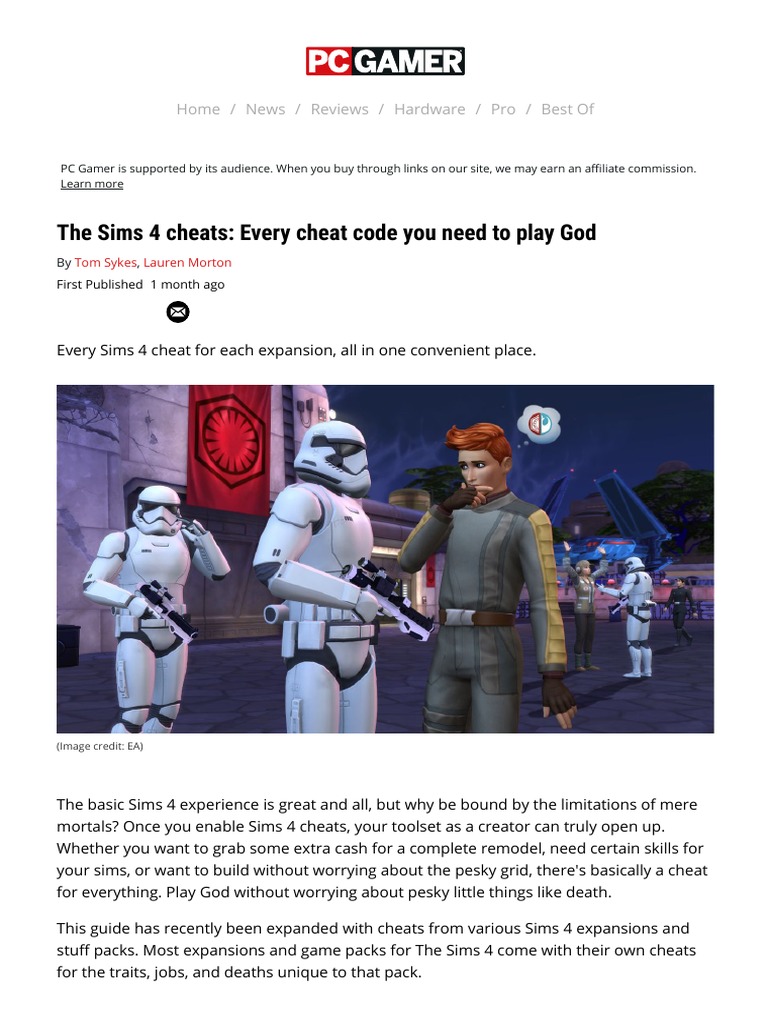 The Sims 4 Cheats - Every Cheat Code You Need To Play God - PC Gamer ...