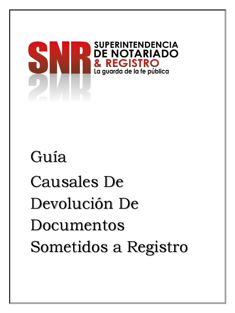 Guía Causales de Devolución de Documentos Sometidos A Registro | PDF | Propiedad | Derecho y ...