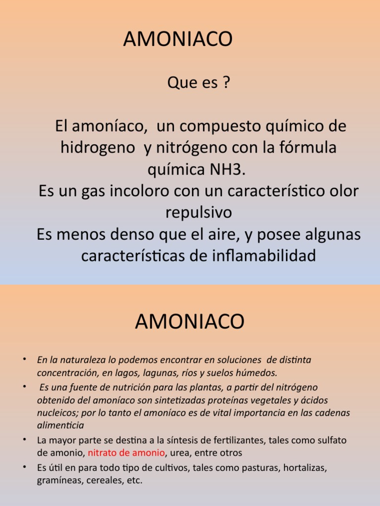 Amoniaco 1 | PDF | Amoníaco | Sustancias químicas