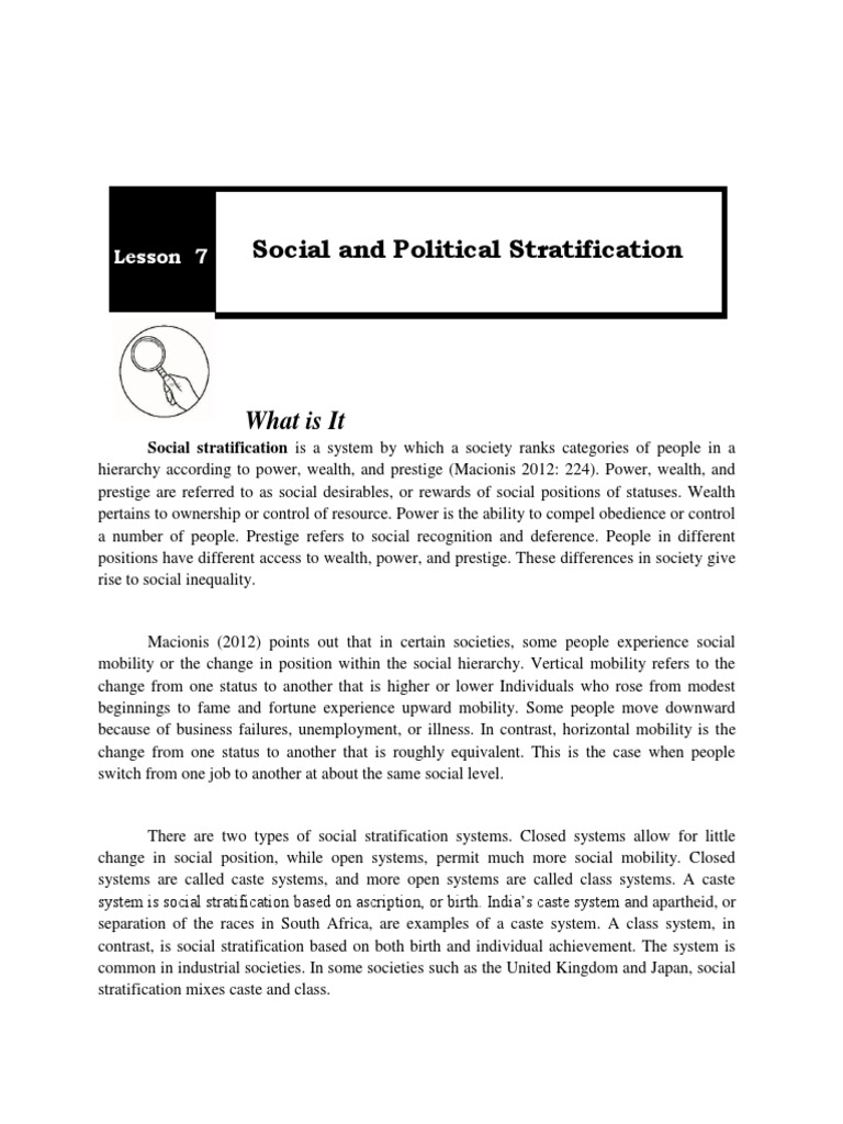 Lesson 7 and Lesson 8 | PDF | Social Stratification | Social Status