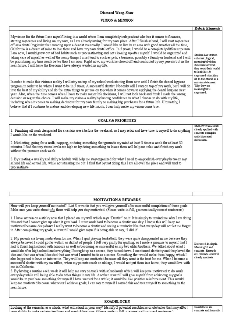 B - Mapping The Semester - Vision Mission Priorities Goals | PDF