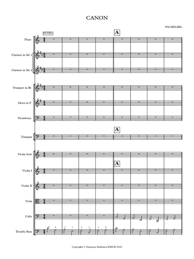 Canon in C Score y Partes | PDF | Continuous Pitch Instruments ...