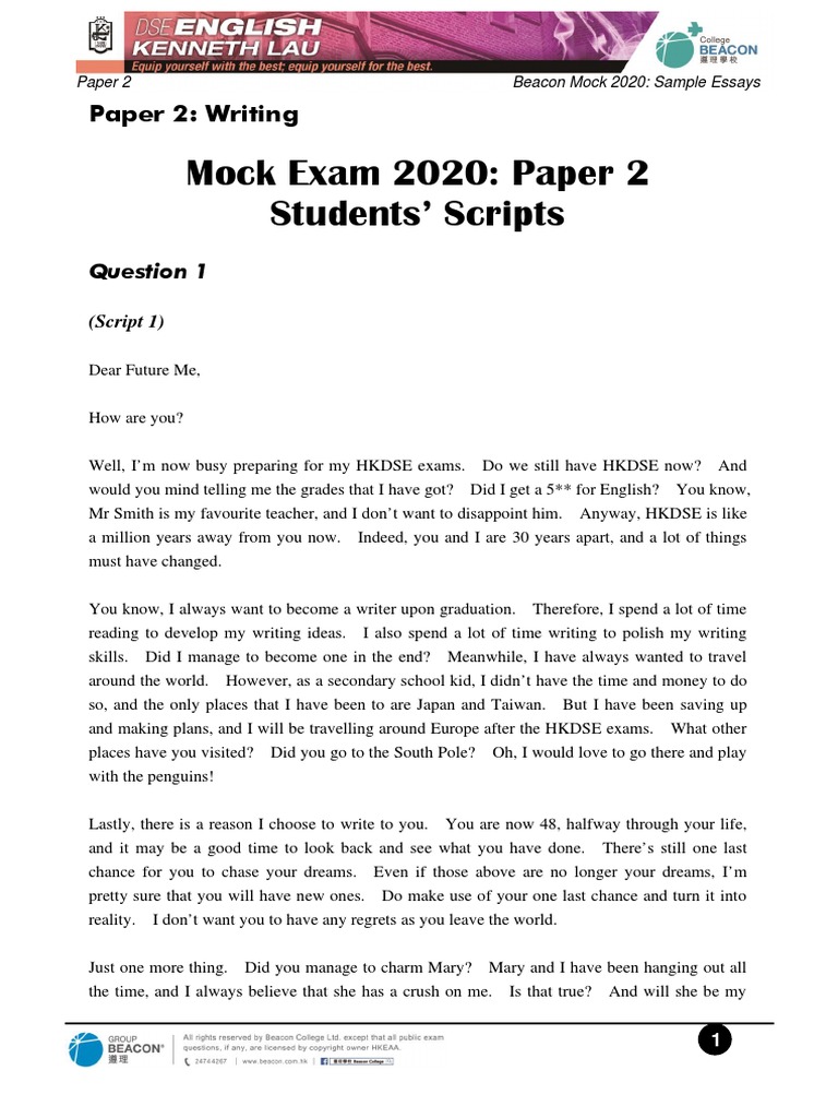 Mock Paper 2 Sample Essays Students | PDF | Soft Power | China