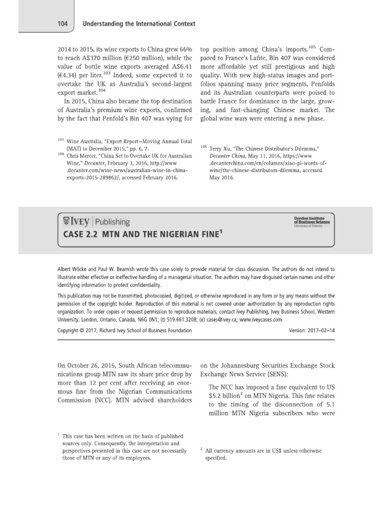 Case 2.2 MTN and The Nigerian Fine | PDF