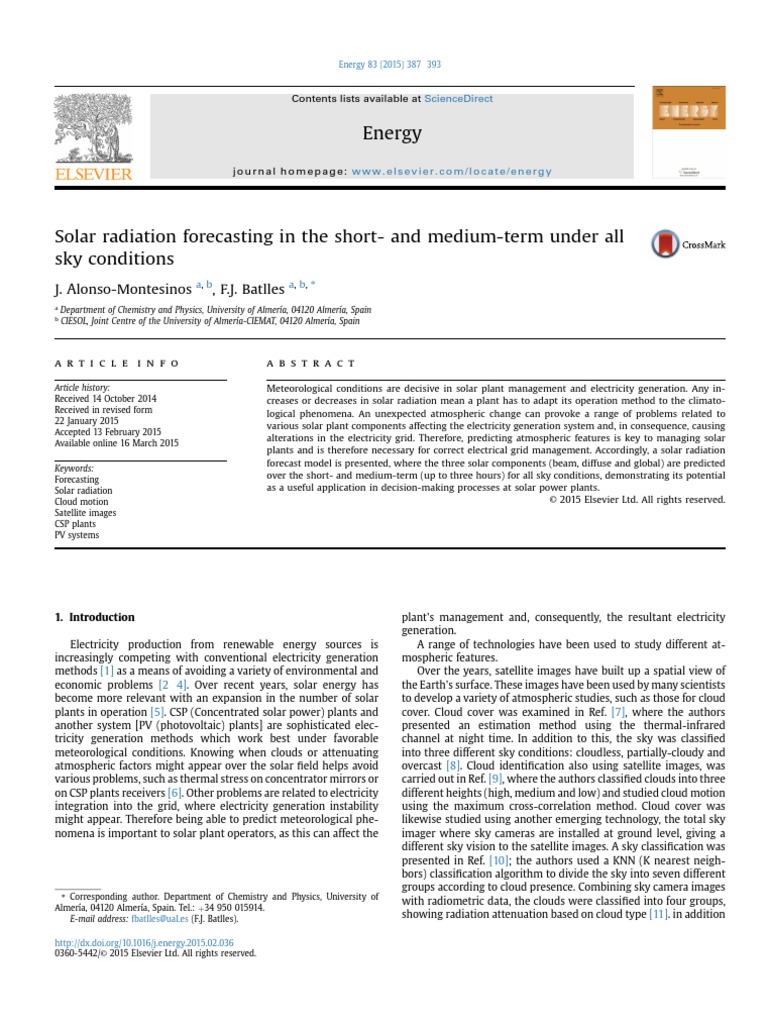 Solar Radiation Forecasting in The Short and Medium Term Under Al ...