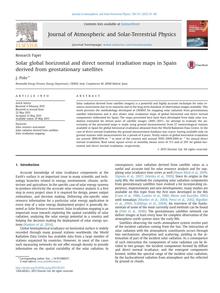 Solar Global Horizontal and Direct Normal Irradiation Maps in Spain ...