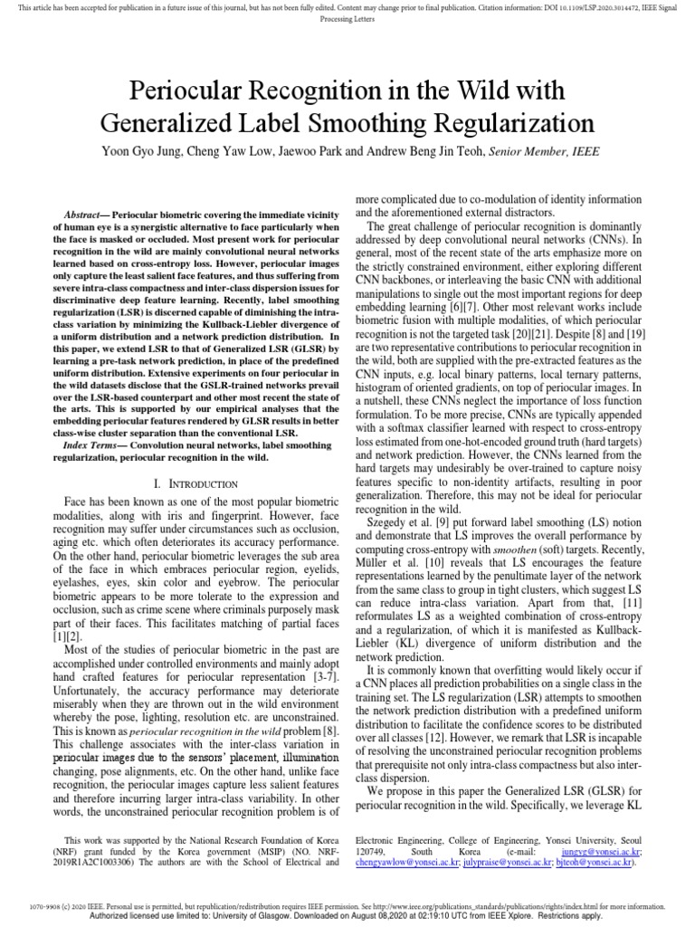 Periocular Recognition in The Wild With Generalized Label Smoothing ...