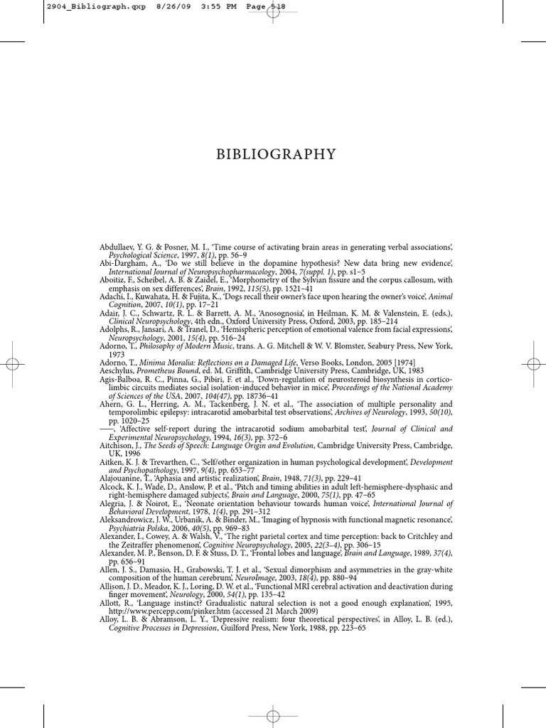 Bibliography The Master and His Emissary | PDF | Lateralization Of ...