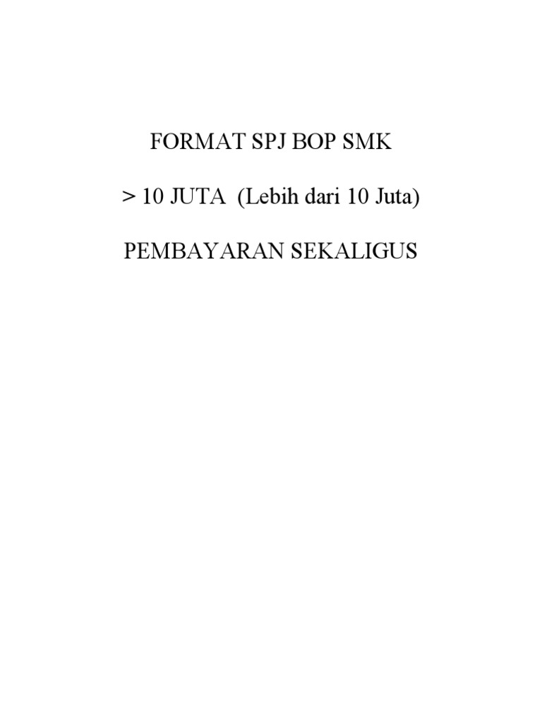 FORMAT SURAT PESANAN SPJ BOP (Nilai 10 Juta Ke Atas) - 2 | PDF