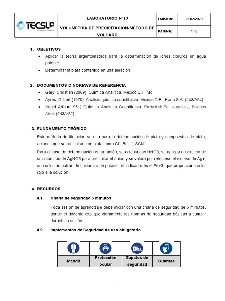 Lab 10 Método de Volhard | PDF | Valoración | Química